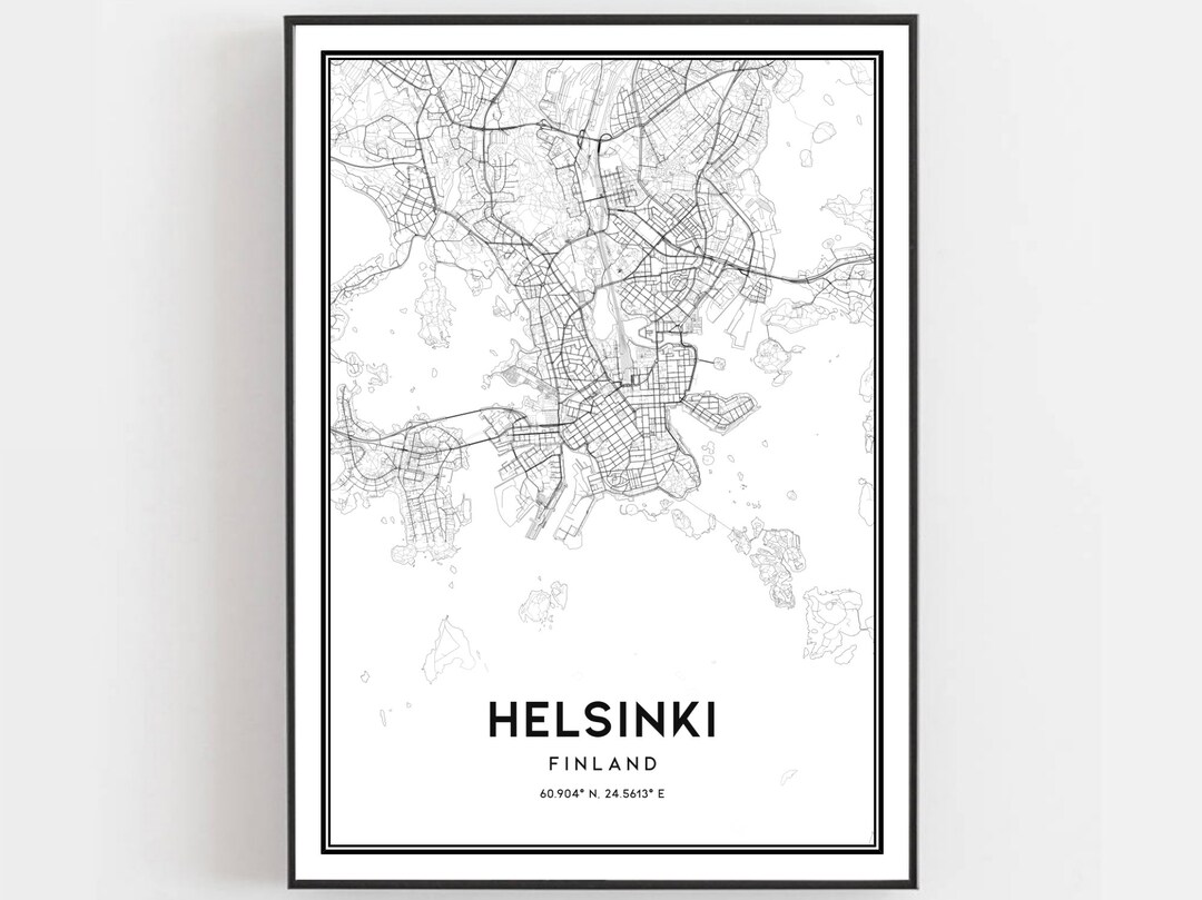 Helsinki Map Print, Helsinki Map Poster Wall Art, Helsinki City Map ...