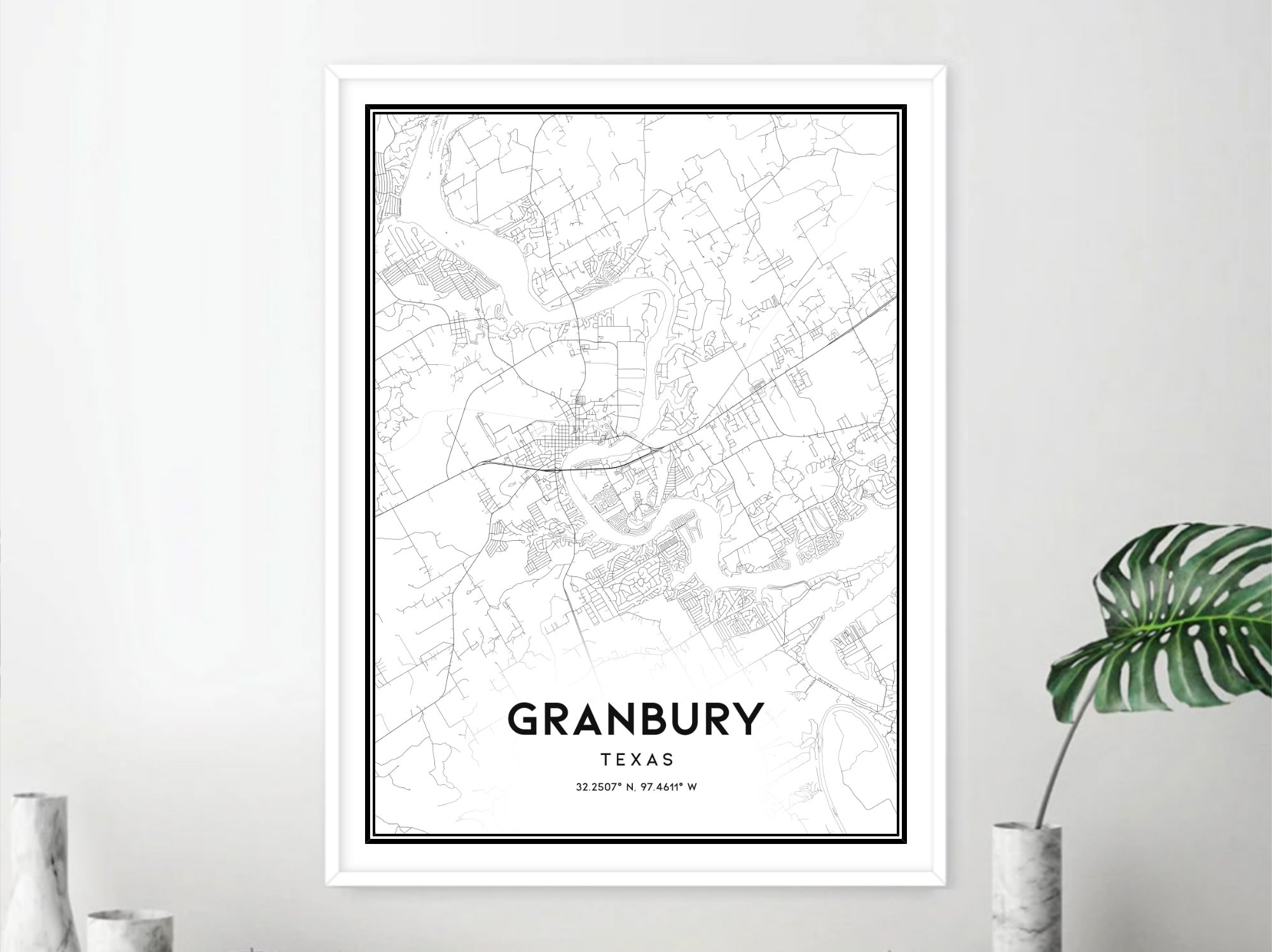 Granbury Map Print Granbury Map Poster Wall Art Tx City Map | Etsy