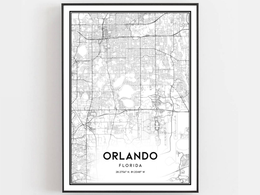 Orlando Map Print, Orlando Map Poster Wall Art, Fl City Map, Florida ...