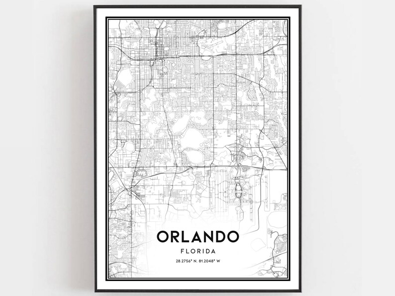 Orlando Map Print, Orlando Map Poster Wall Art, Fl City Map, Florida ...