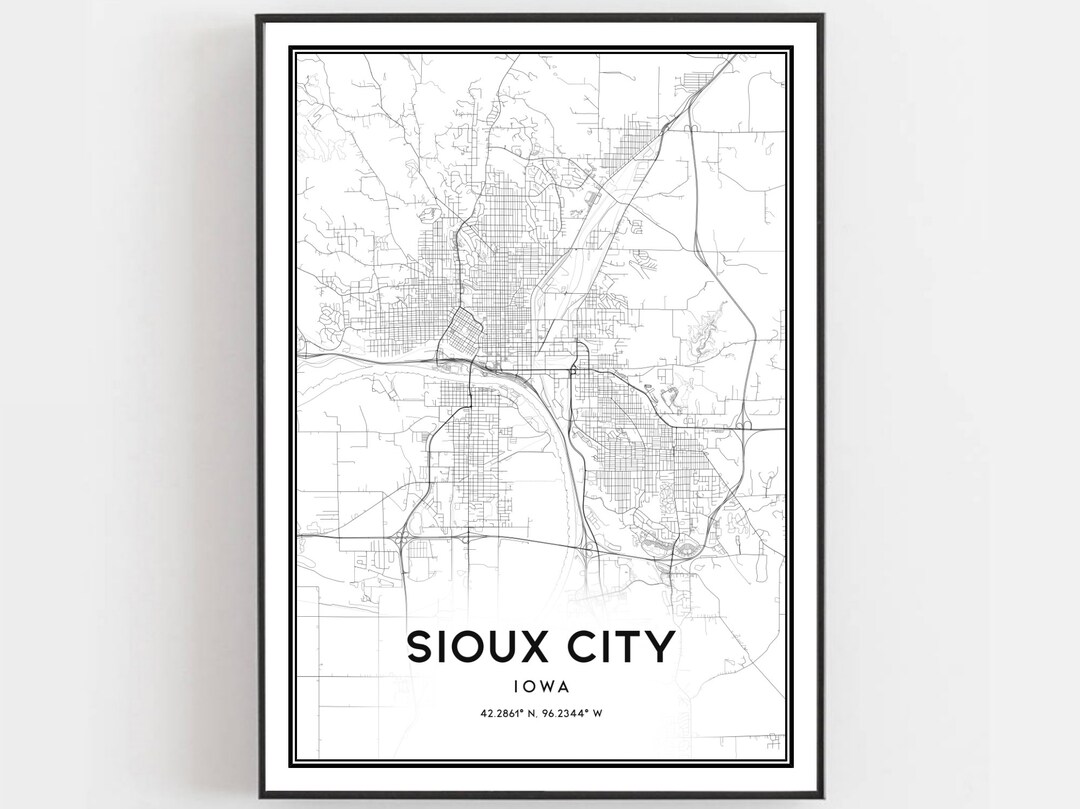 Sioux City Map Print, Sioux City Map Poster Wall Art, Ia City Map, Iowa ...