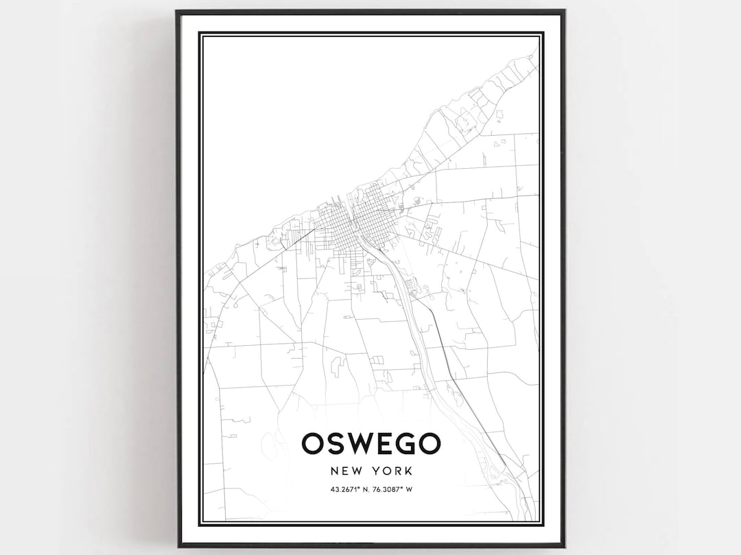 Oswego Map Print, Oswego Map Poster Wall Art, Ny City Map, New York ...