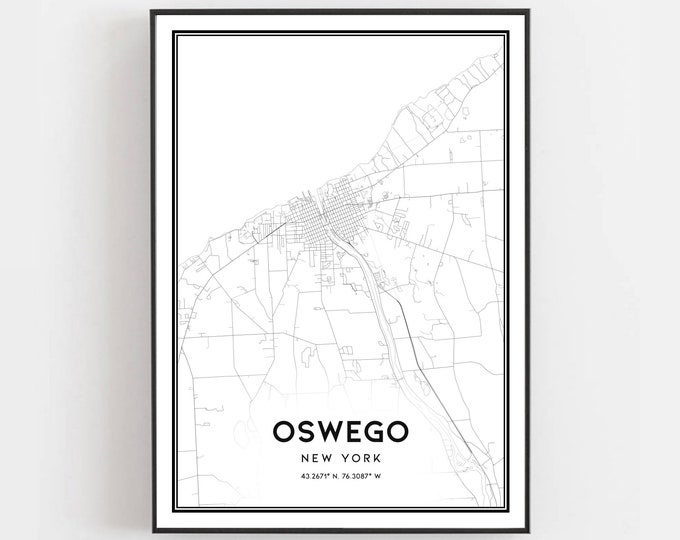 Oswego Map Print, Oswego Map Poster Wall Art, Il City Map, Illinois ...