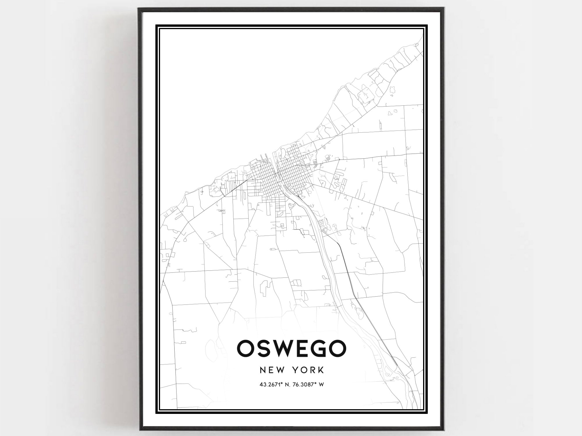 Oswego Map Print Oswego Map Poster Wall Art Ny City Map New - Etsy