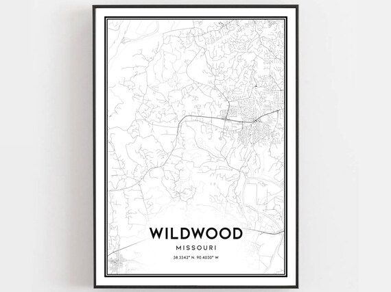 Wildwood Map Print Wildwood Map Poster Wall Art Mo City Map | Etsy