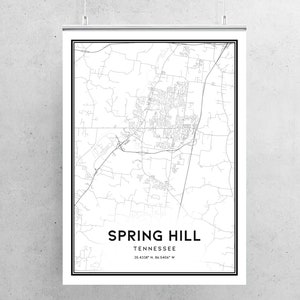 Spring Hill Map Print, Spring Hill Map Poster Wall Art, Tn City Map ...