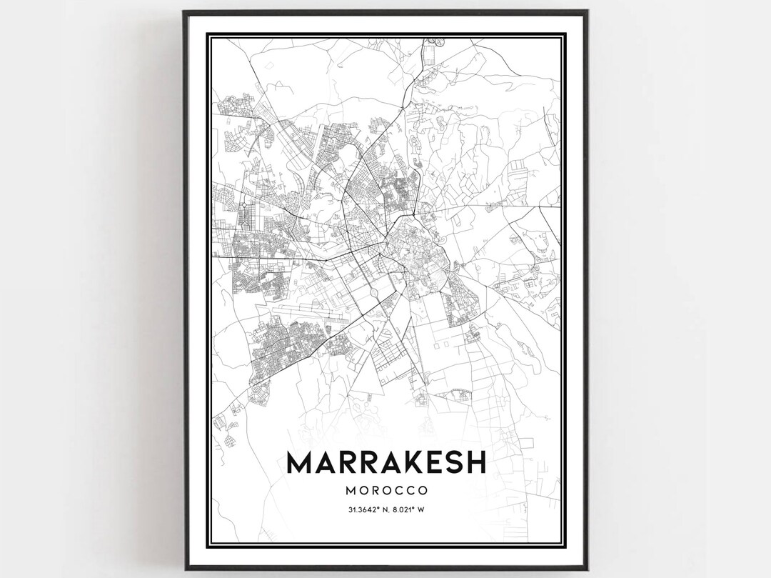 Marrakesh Map Print, Marrakesh Map Poster Wall Art, Marrakesh City Map ...