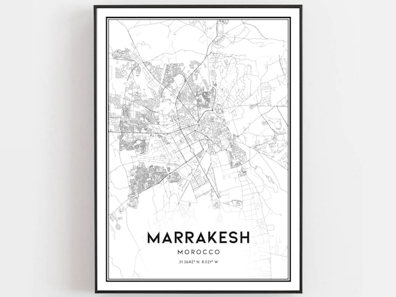 Marrakesh Map Print Marrakesh Map Poster Wall Art Marrakesh - Etsy