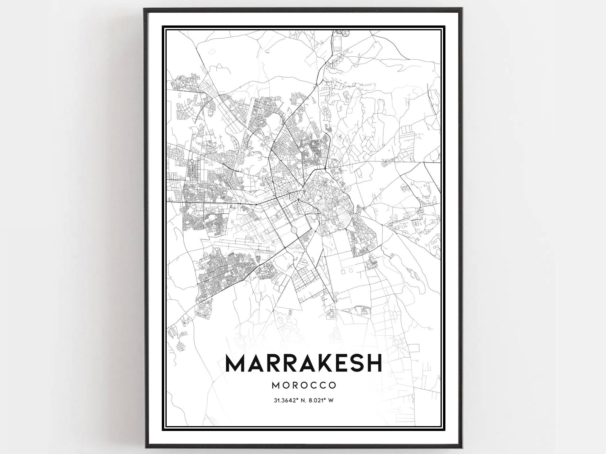 Marrakesh Map Print Marrakesh Map Poster Wall Art Marrakesh - Etsy UK
