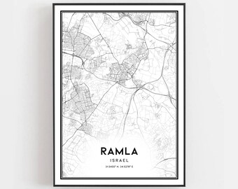 Ramla Map Print, Ramla Map Poster Wall Art, Ramla City Map, Ramla Print ...