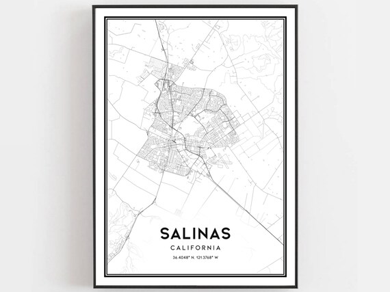 Salinas Map Print Salinas Map Poster Wall Art Ca City Map | Etsy