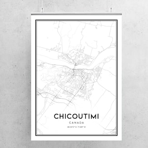 Chicoutimi Map Print, Chicoutimi Map Poster Wall Art, Chicoutimi City ...