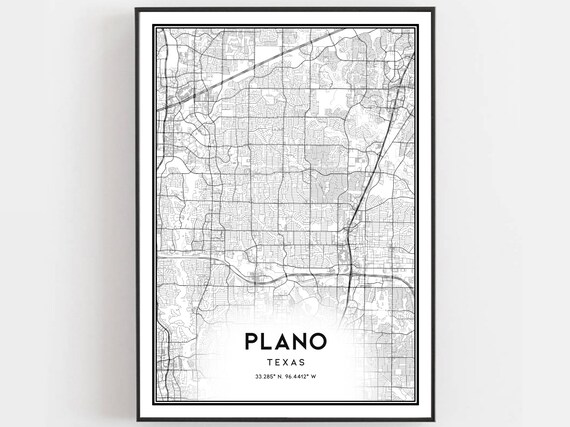 Plano Map Print Plano Map Poster Wall Art Tx City Map Texas - Etsy