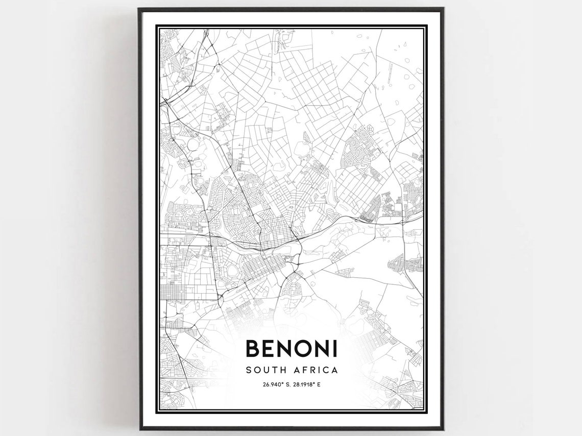 Benoni Map Print Benoni Map Poster Wall Art Benoni City Map - Etsy