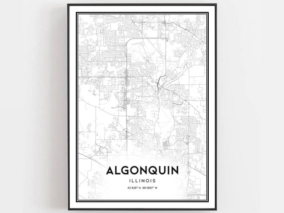 Algonquin Map Print Algonquin Map Poster Wall Art Il City | Etsy