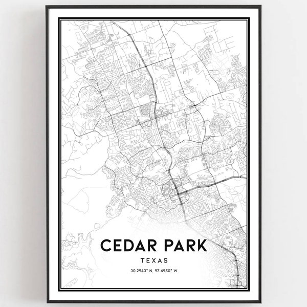 Cedar Park Road Map - Etsy