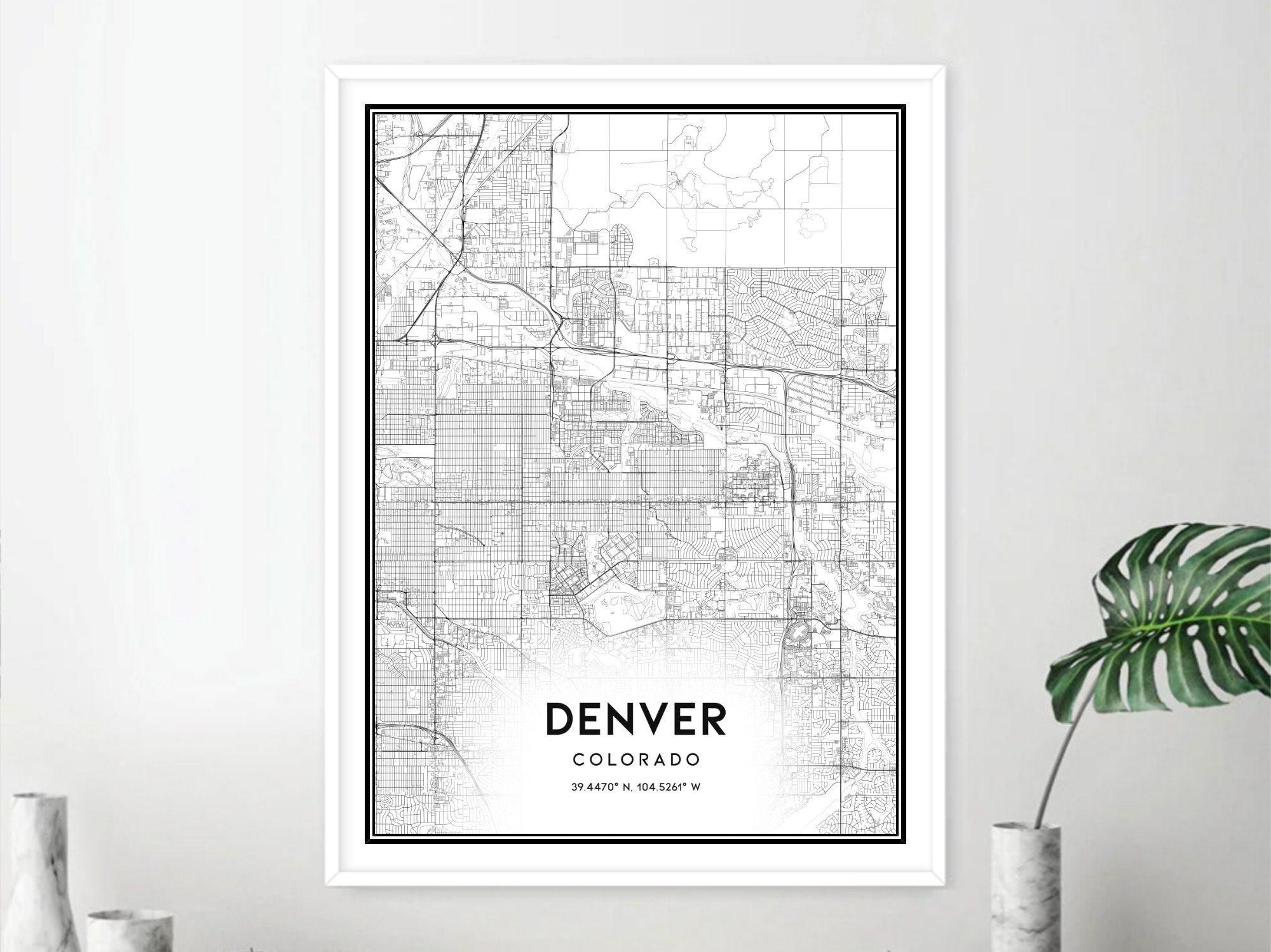 Denver Map Print Denver Map Poster Wall Art Co City Map - Etsy