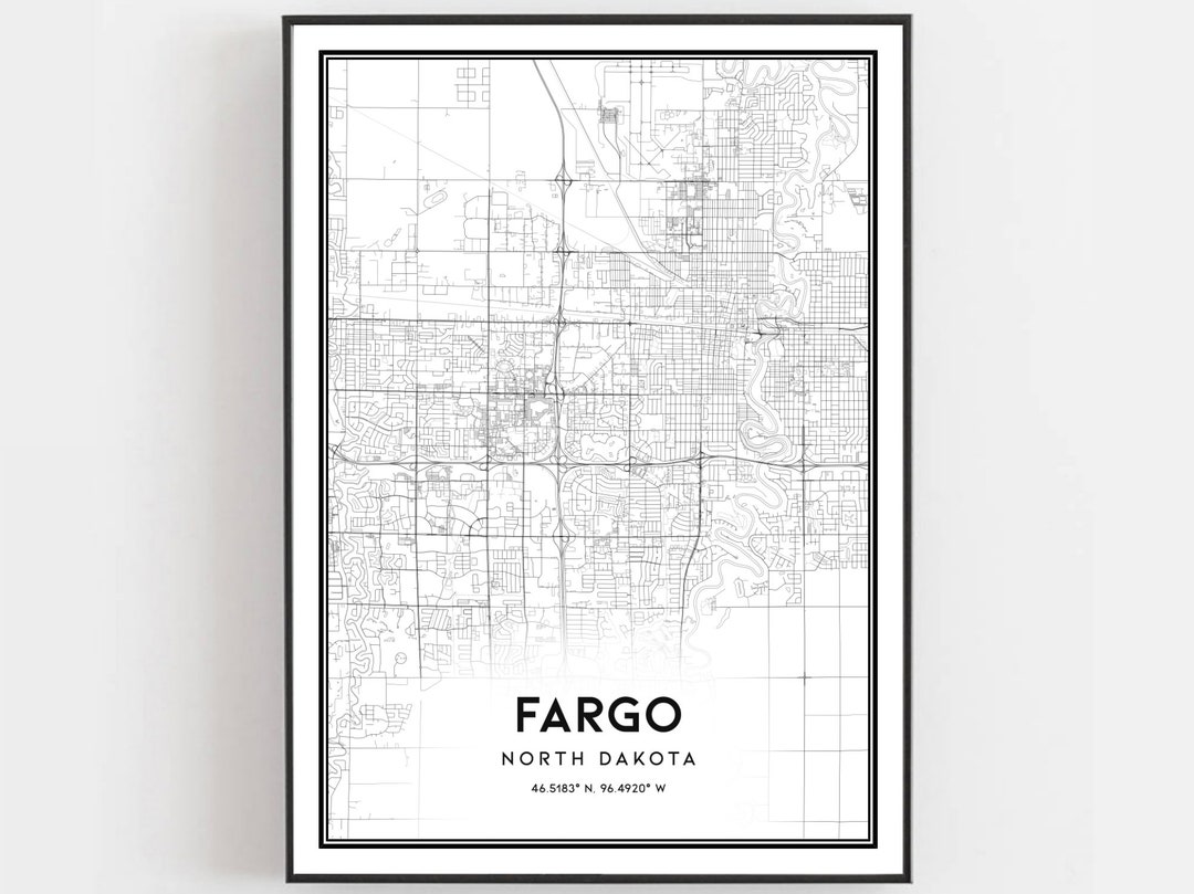 Fargo Map Print, Fargo Map Poster Wall Art, Nd City Map, North Dakota ...