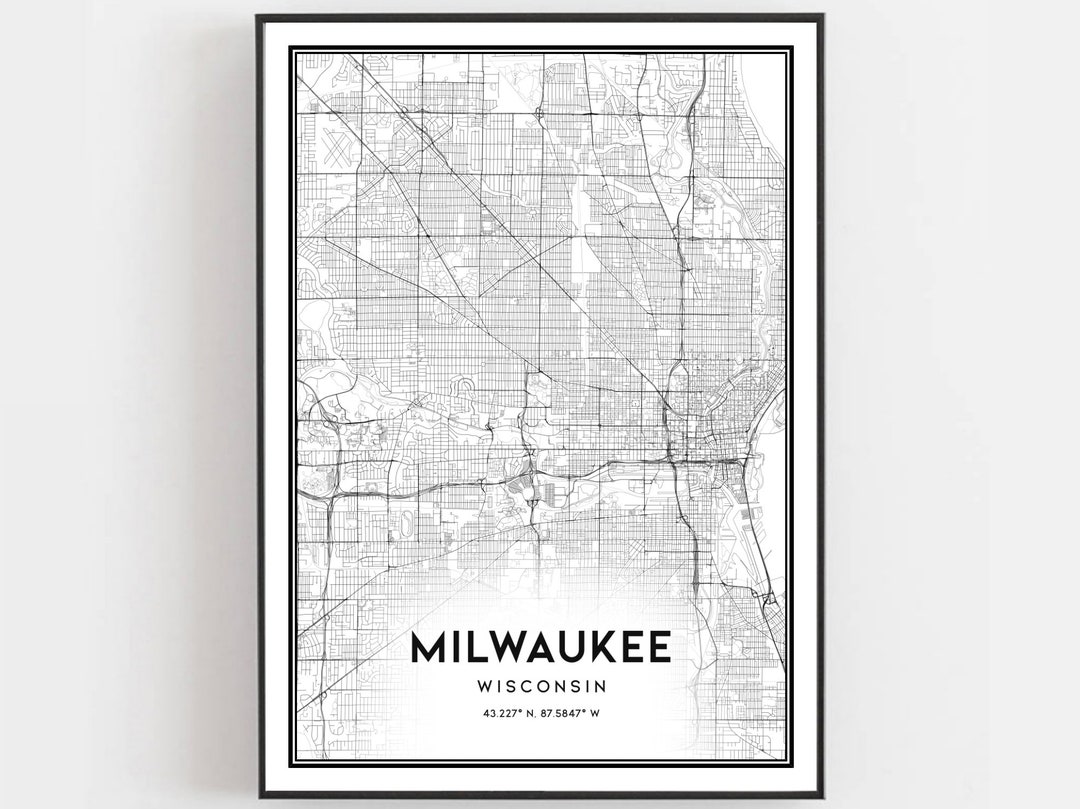Milwaukee Map Print, Milwaukee Map Poster Wall Art, Wi City Map ...