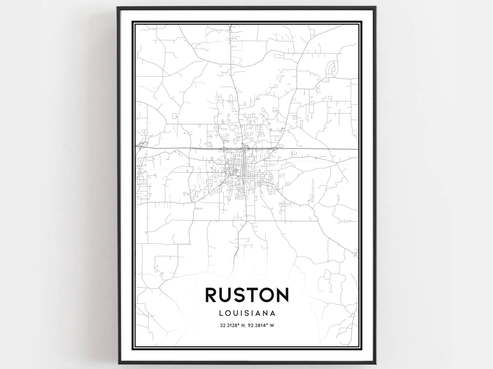 Ruston Map Print Ruston Map Poster Wall Art La City Map | Etsy
