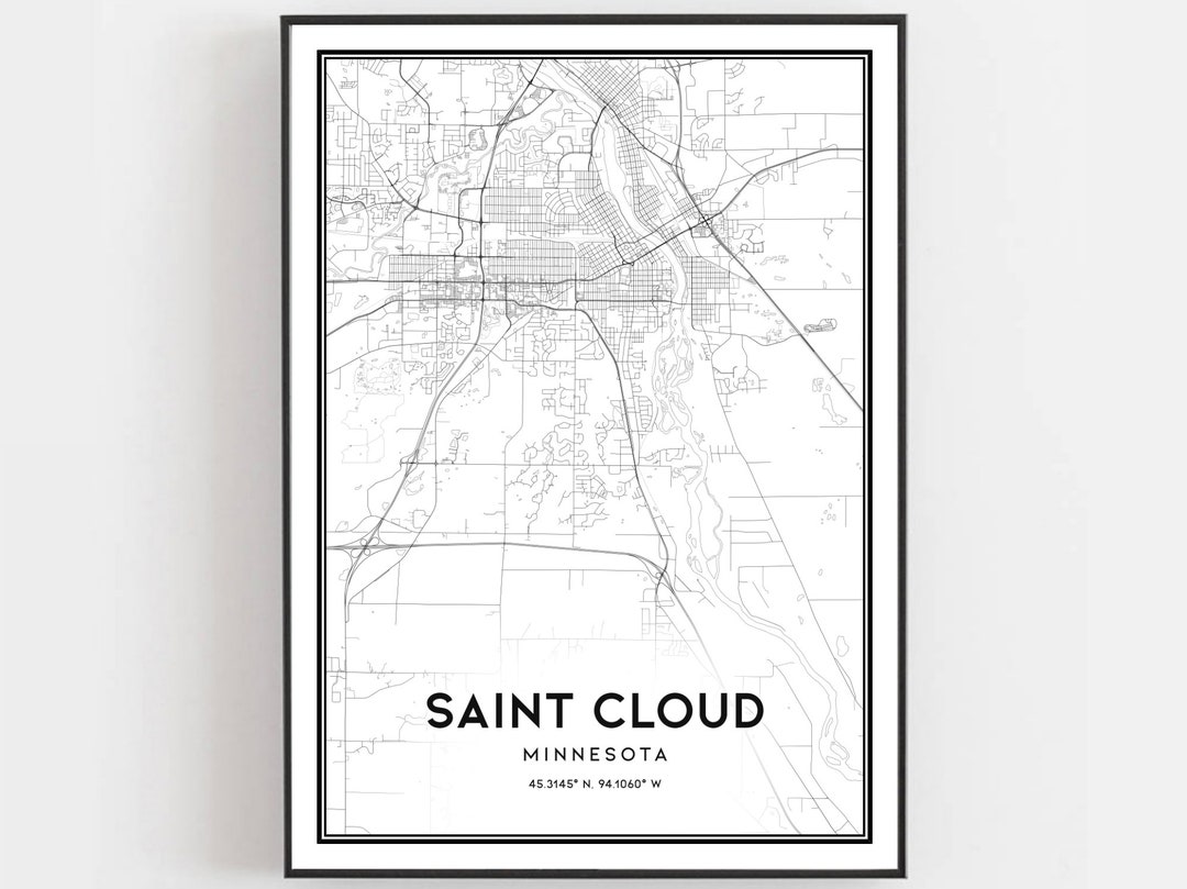 Saint Cloud Map Print, Saint Cloud Map Poster Wall Art, Mn City Map ...