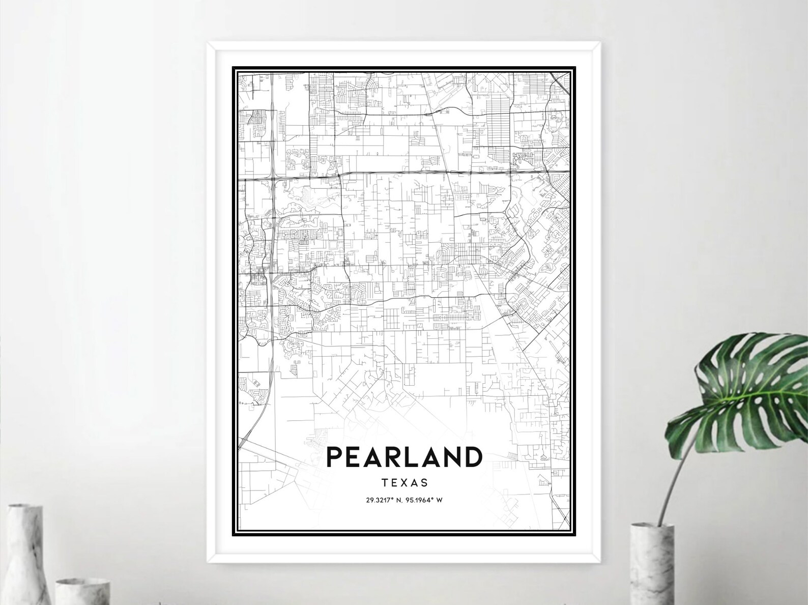 Pearland Map Print, Pearland Map Poster Wall Art, Tx City Map, Texas ...