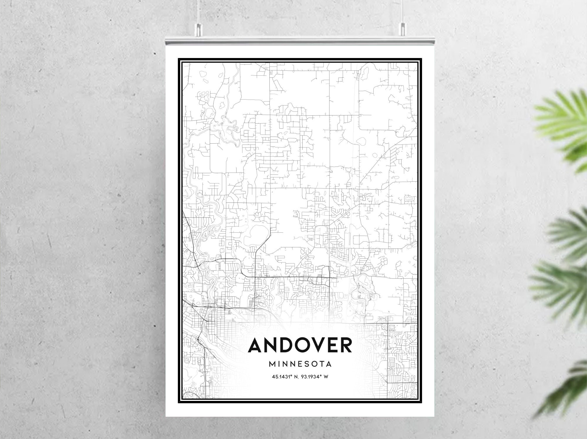 Andover Map Print Andover Map Poster Wall Art Mn City Map - Etsy