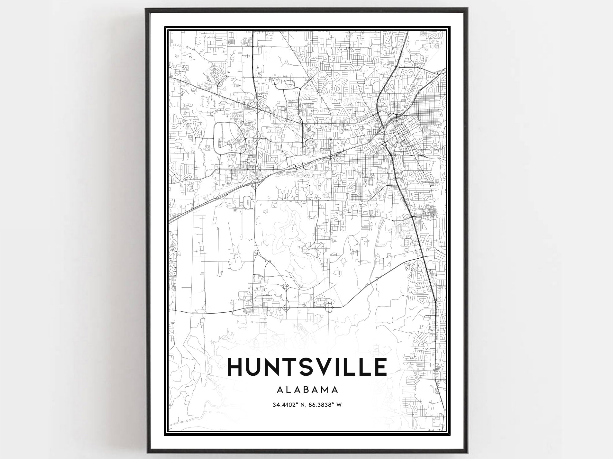 Huntsville Map Print, Huntsville Map Poster Wall Art, Al City Map ...