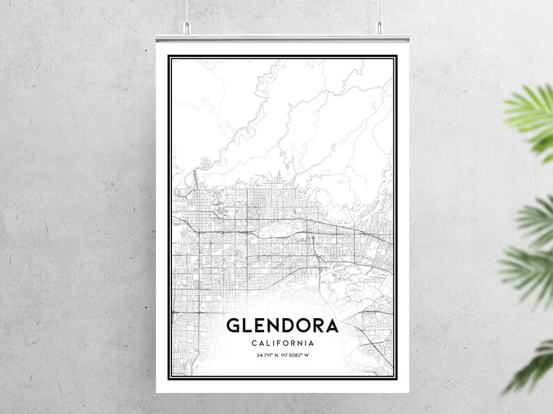 Glendora Map Print, Glendora Map Poster Wall Art, Ca City Map ...