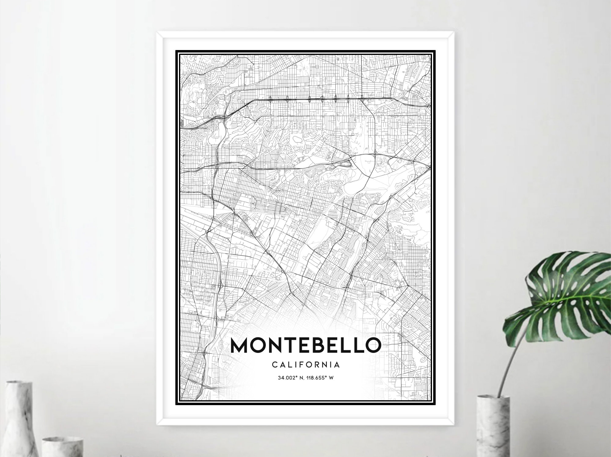 Montebello Map Print Montebello Map Poster Wall Art Ca City | Etsy