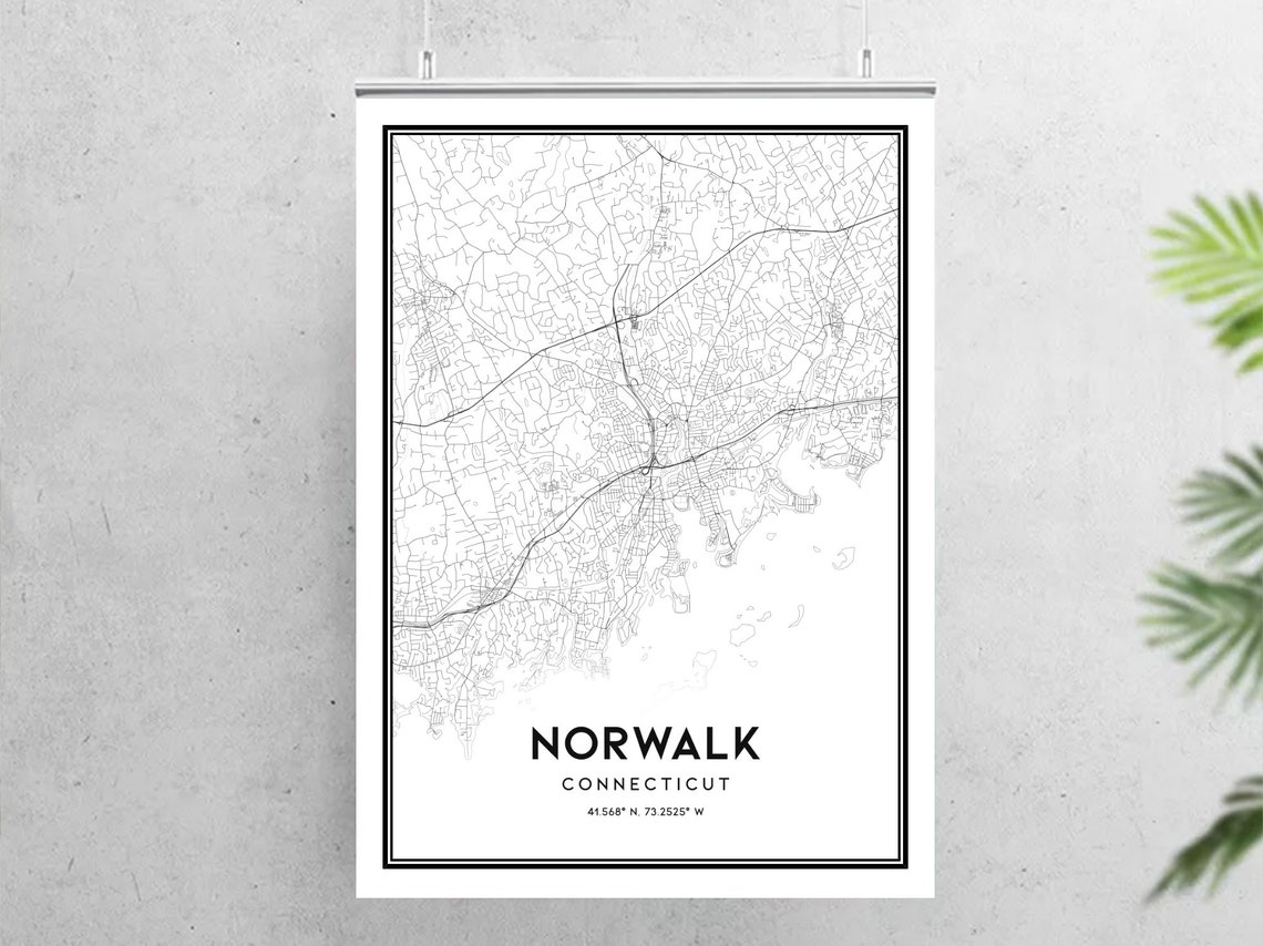 Norwalk Map Print Norwalk Map Poster Wall Art Ct City Map | Etsy