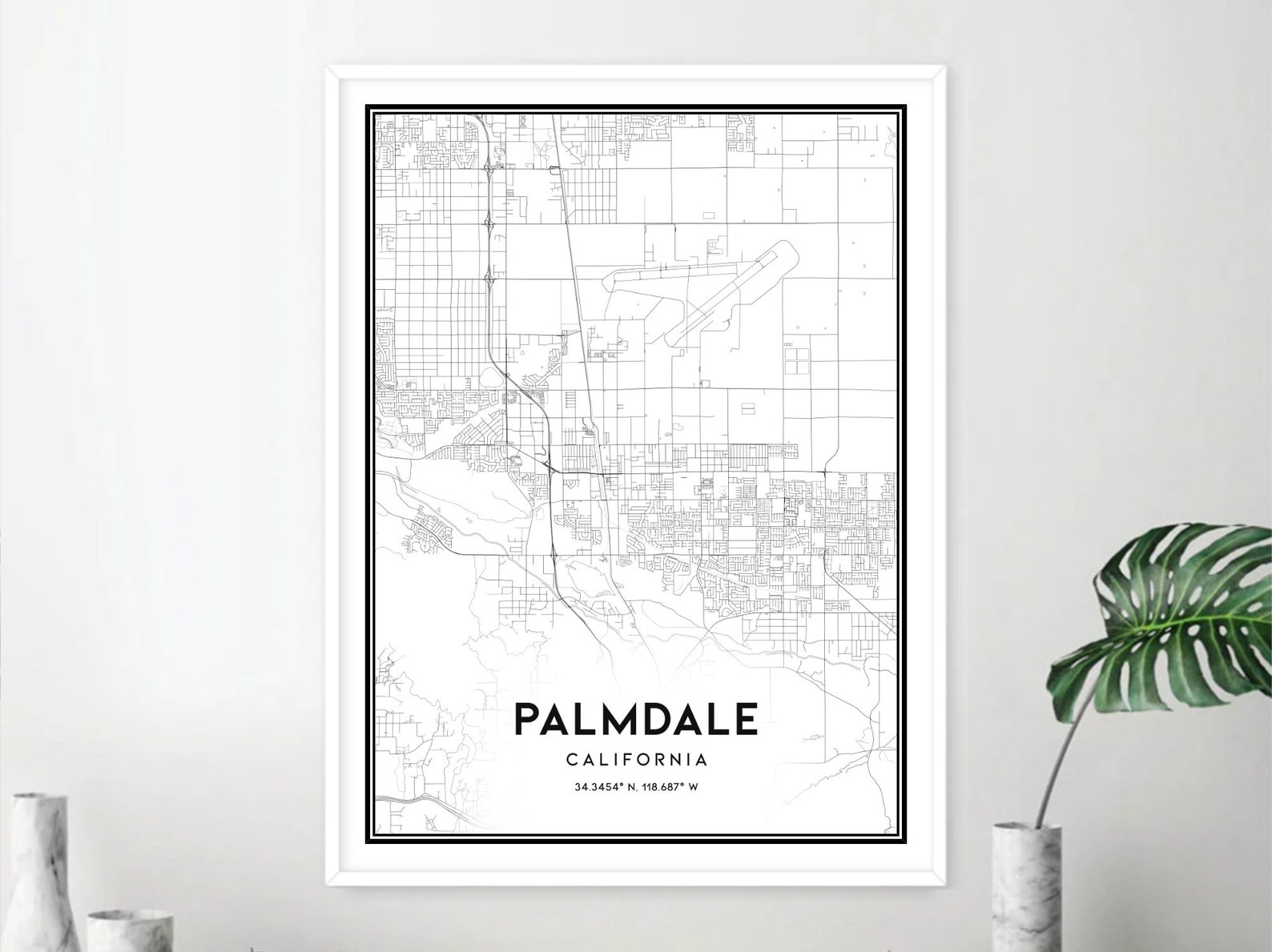 Palmdale Map Print Palmdale Map Poster Wall Art Ca City Map | Etsy