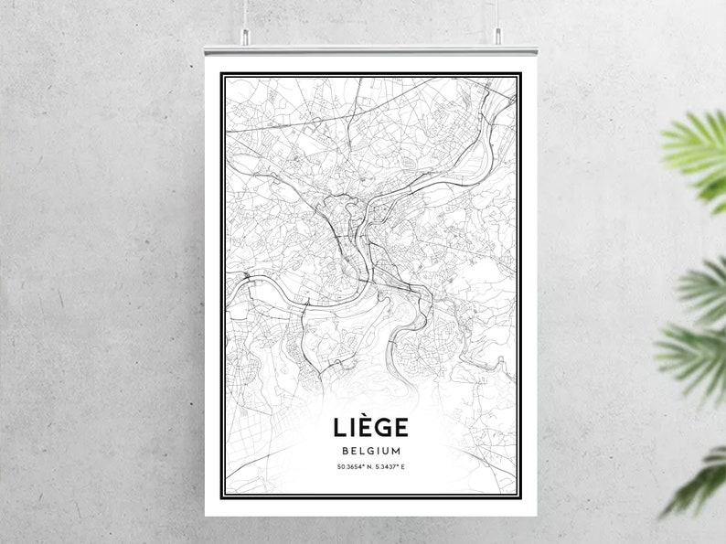 Liège Map Print Liège Map Poster Wall Art Liège City Map - Etsy