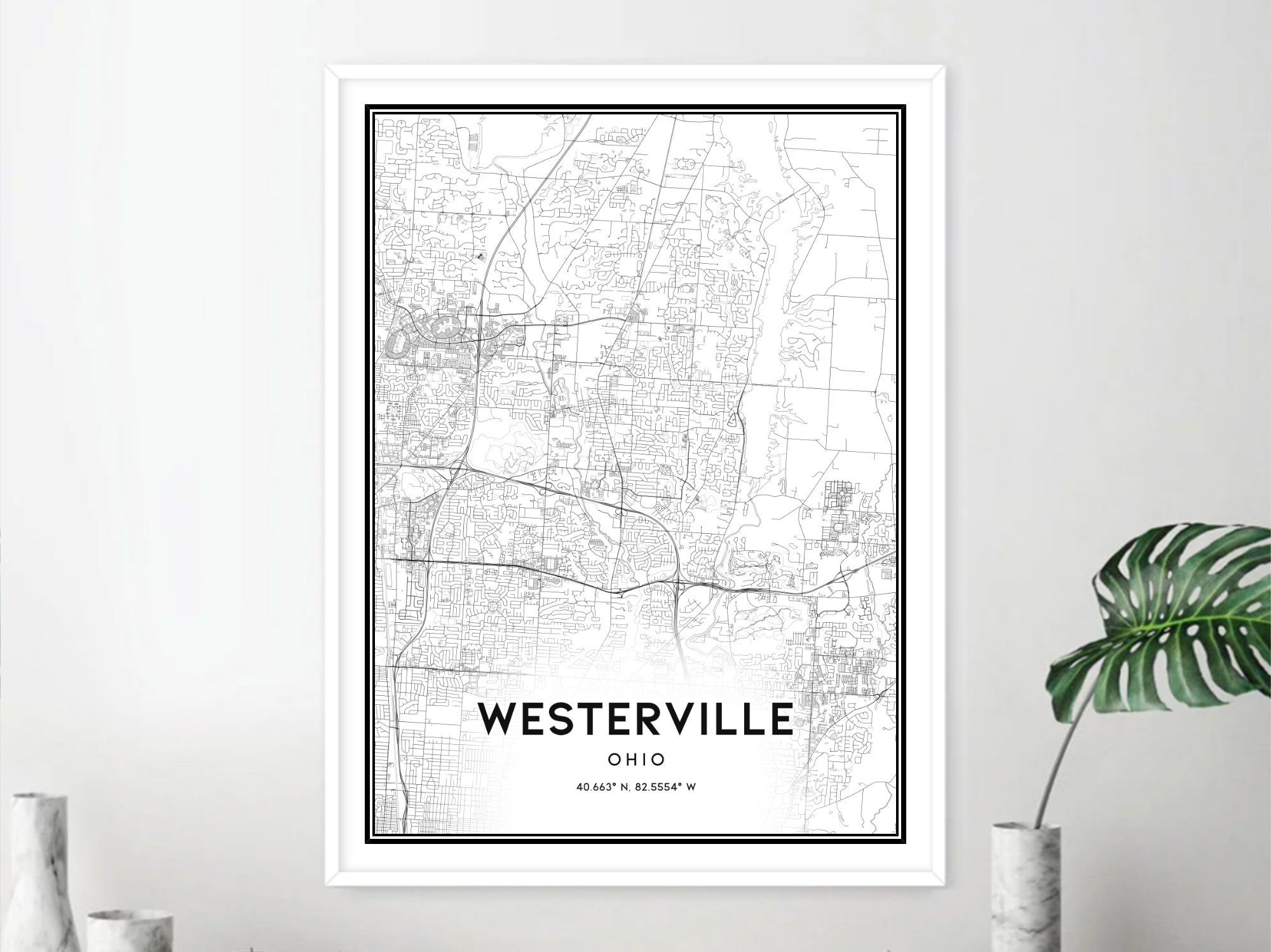 Westerville Map Print Westerville Map Poster Wall Art Oh - Etsy