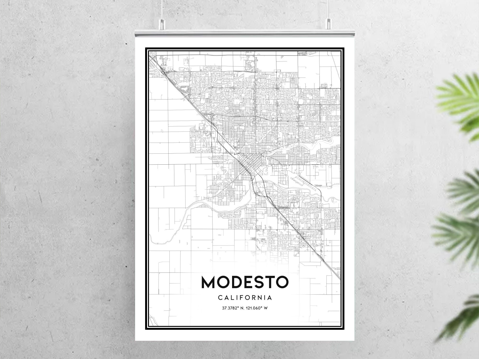 Modesto Map Print Modesto Map Poster Wall Art Ca City Map - Etsy