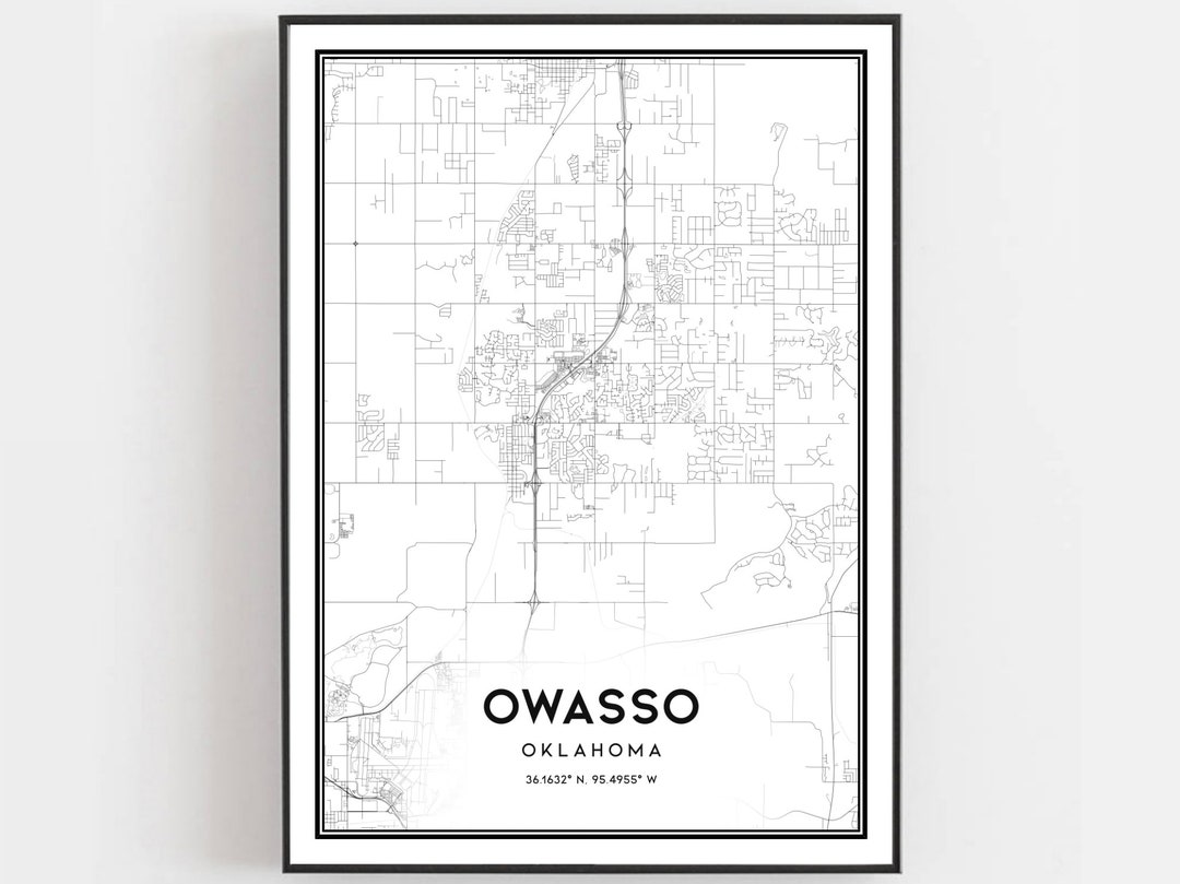 Owasso Map Print, Owasso Map Poster Wall Art, Ok City Map, Oklahoma ...
