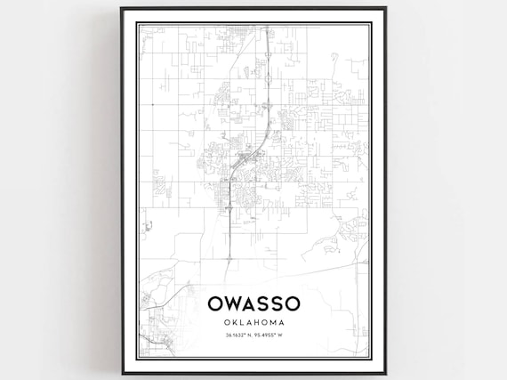 Owasso Map Print Owasso Map Poster Wall Art Ok City Map | Etsy