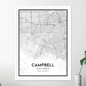Campbell Map Print, Campbell Map Poster Wall Art, Ca City Map ...