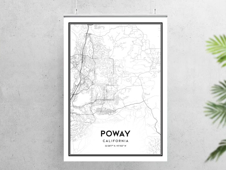 Poway Map Print, Poway Map Poster Wall Art, Ca City Map, California ...