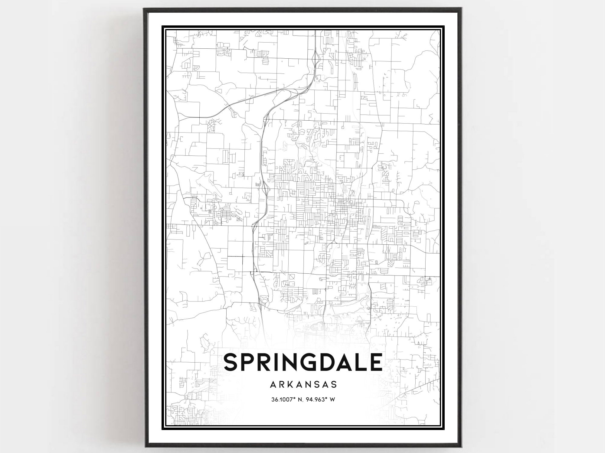Springdale Map Print Springdale Map Poster Wall Art Ar City - Etsy