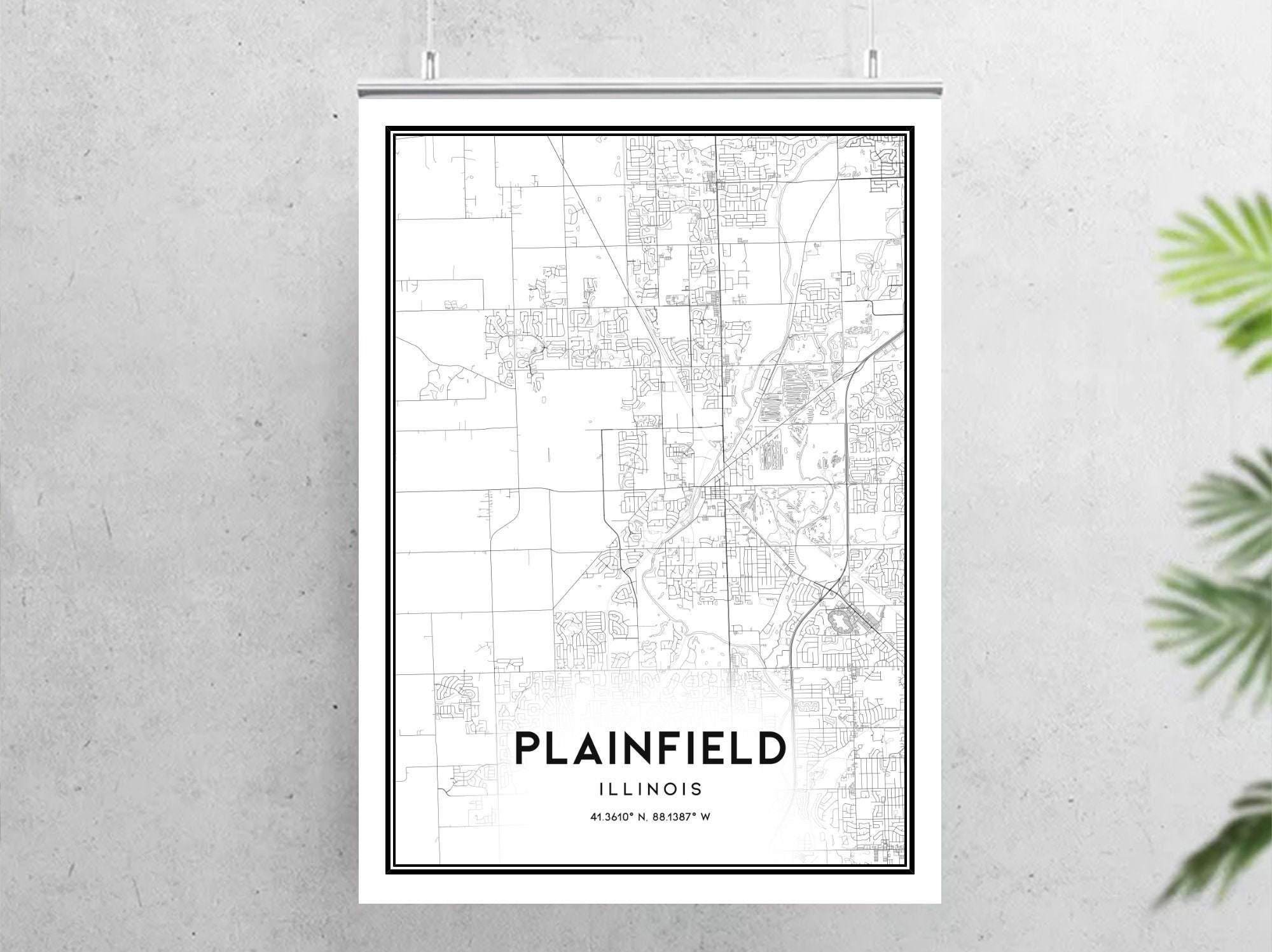 Plainfield Map Print Plainfield Map Poster Wall Art Il City | Etsy