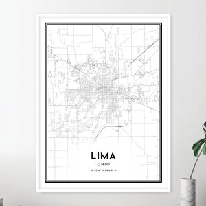 Lima Map Print, Lima Map Poster Wall Art, Oh City Map, Ohio Print ...