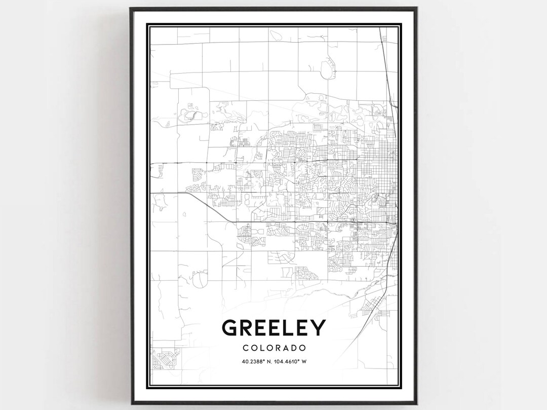 Greeley Map Print, Greeley Map Poster Wall Art, Co City Map, Colorado ...