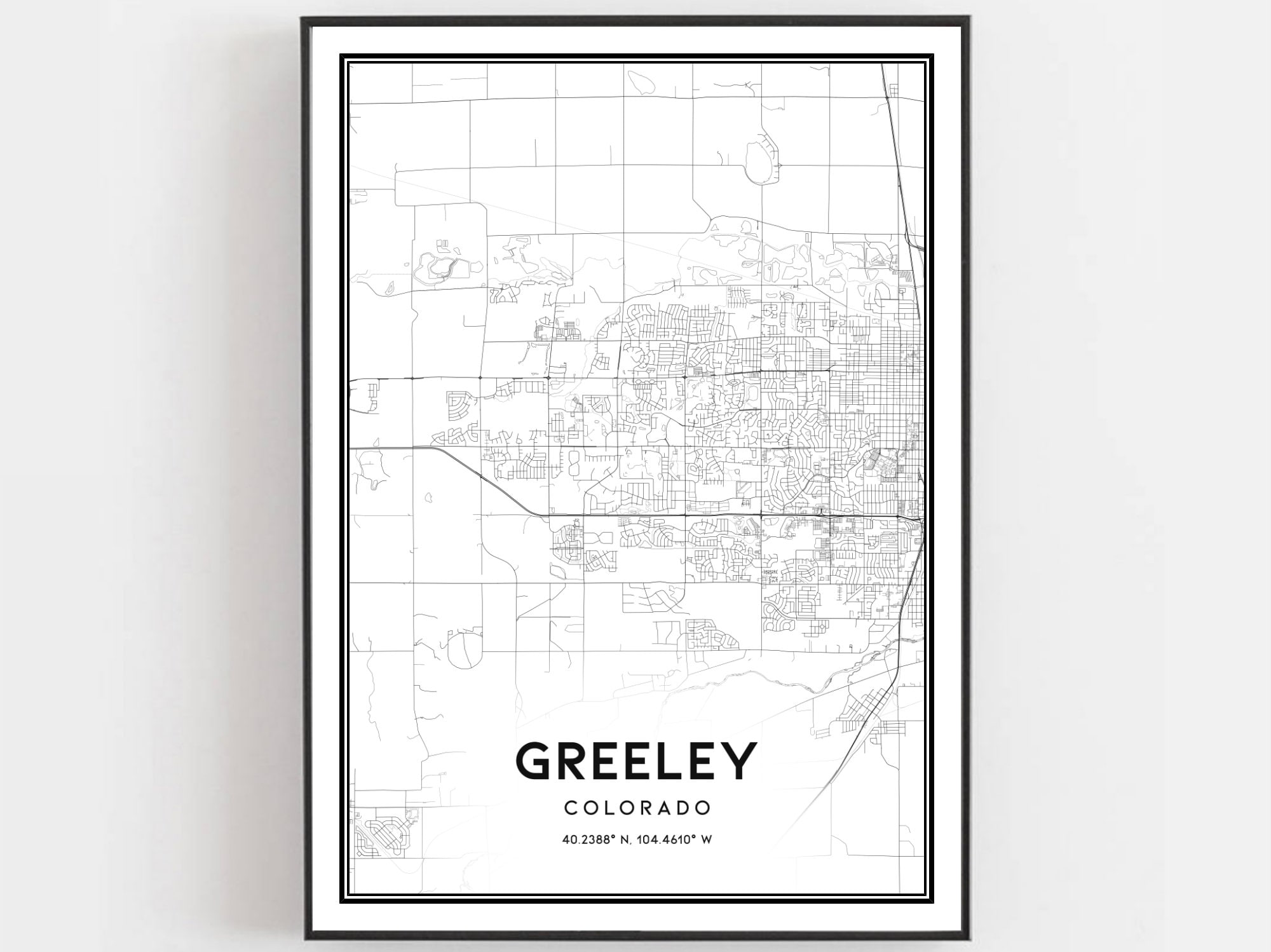 Greeley Map Print Greeley Map Poster Wall Art Co City Map | Etsy