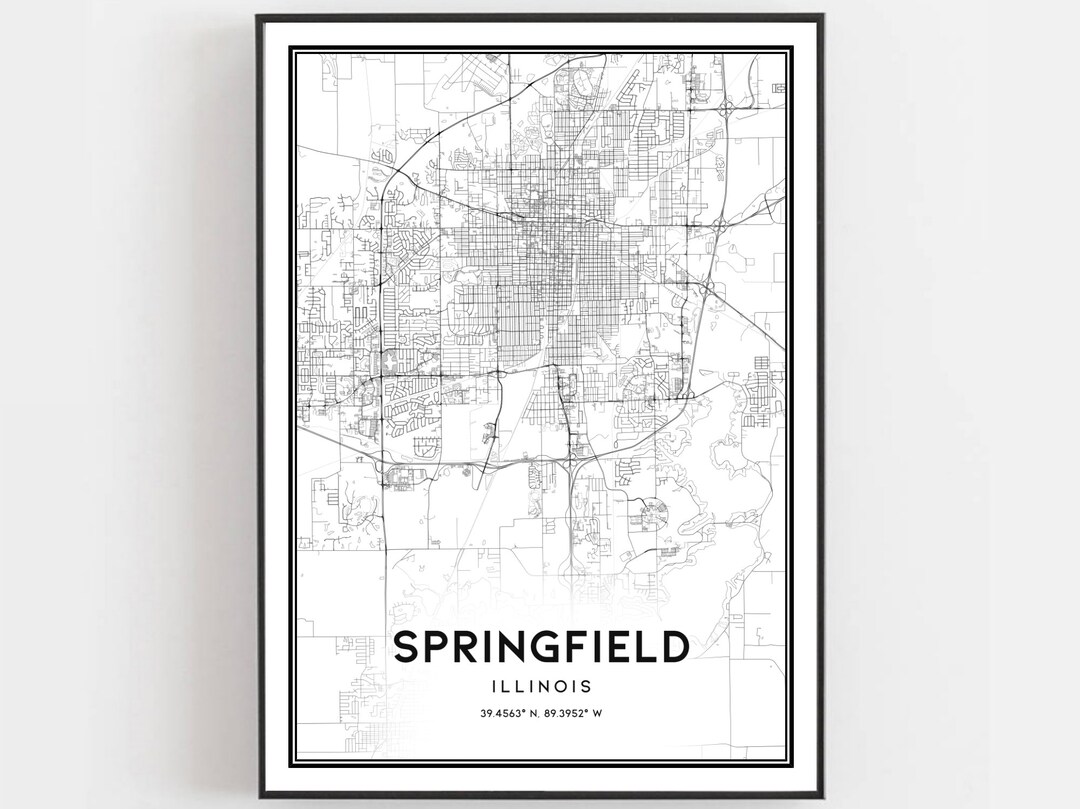 Springfield Map Print, Springfield Map Poster Wall Art, Il City Map ...