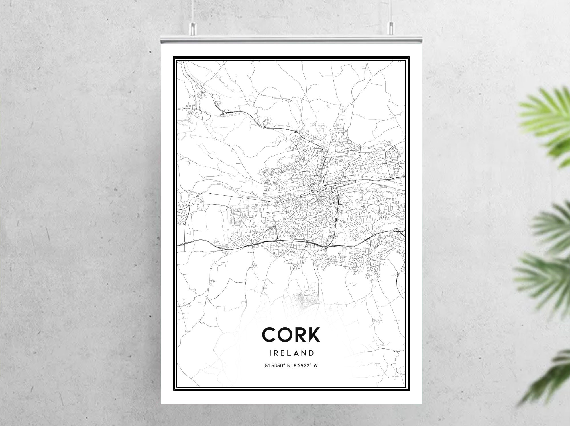 Cork Map Print Cork Map Poster Wall Art Cork City Map Cork - Etsy