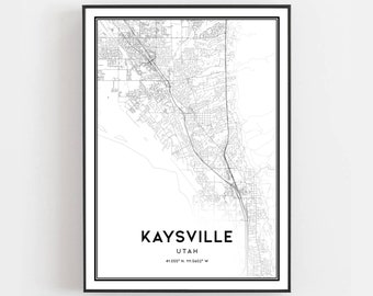 Kaysville Map Print, Kaysville Map Poster Wall Art, Ut City Map, Utah ...
