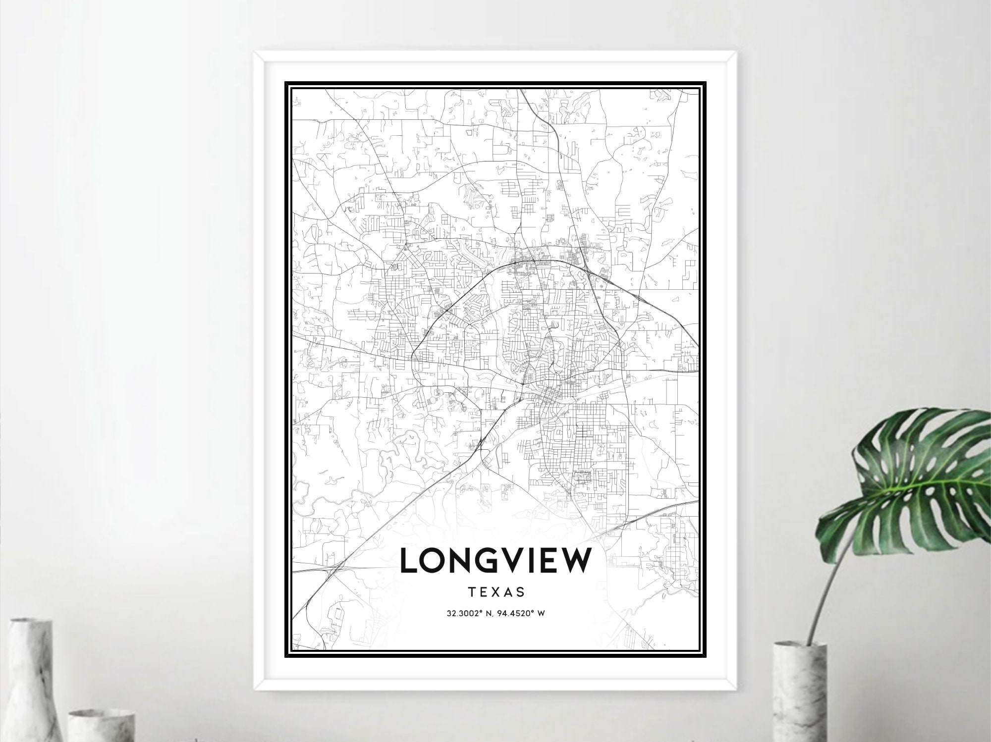 Longview Map Print Longview Map Poster Wall Art Tx City Map | Etsy