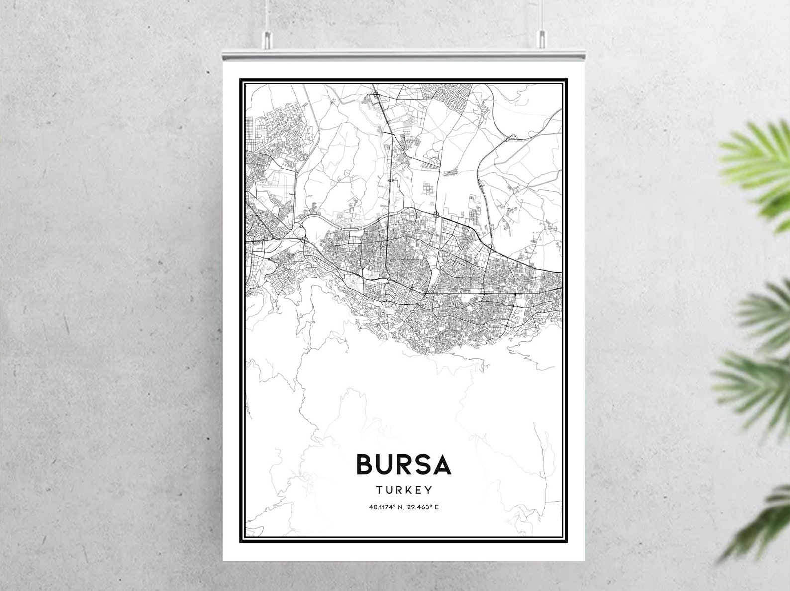 Bursa Map Print Bursa Map Poster Wall Art Bursa City Map | Etsy