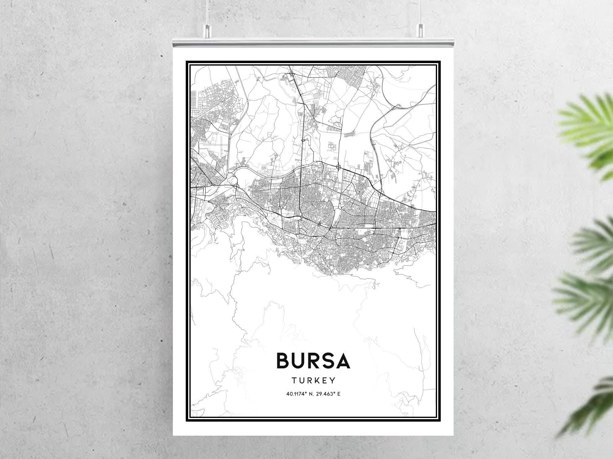 Bursa Map Print Bursa Map Poster Wall Art Bursa City Map | Etsy